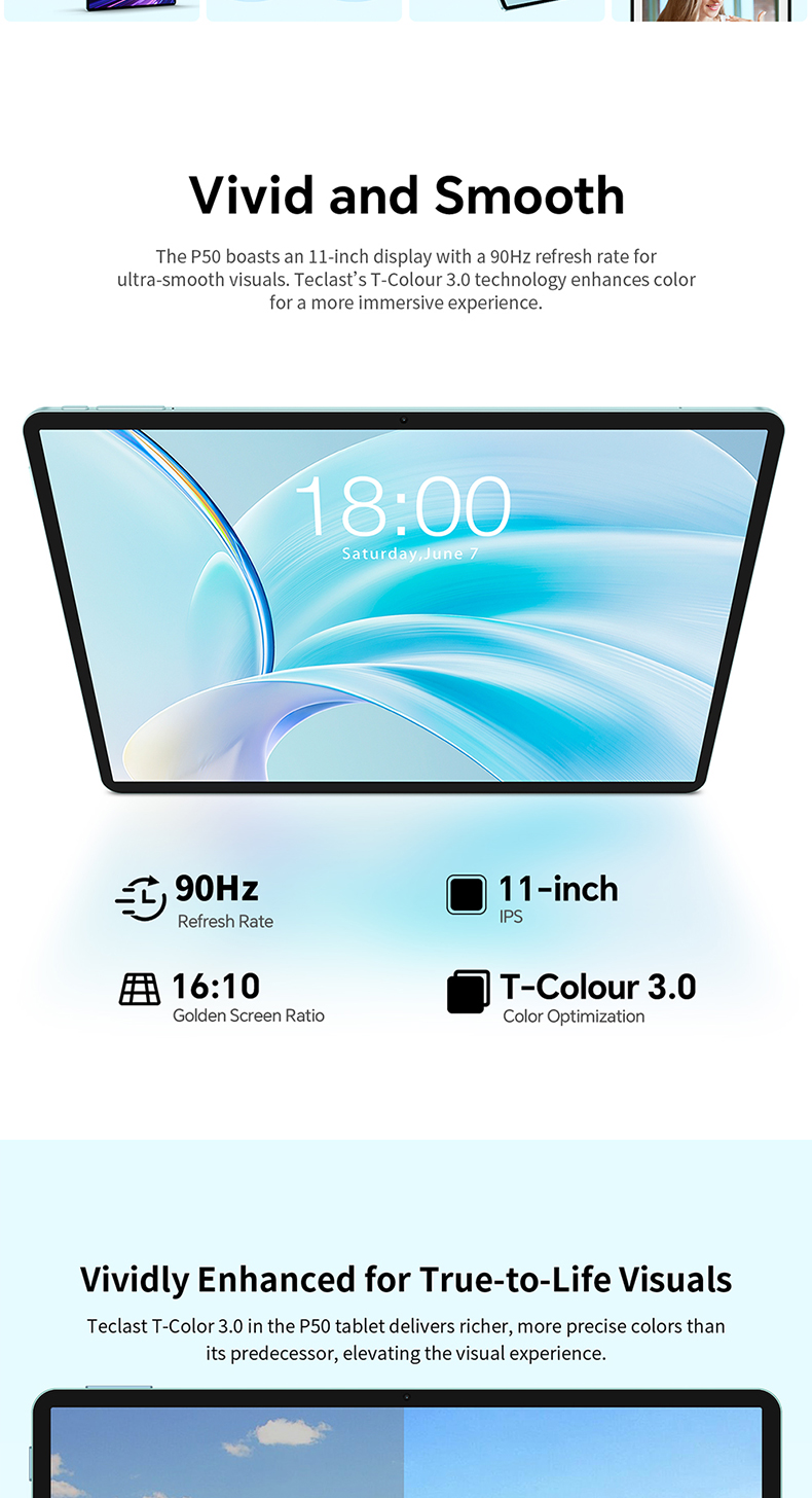 Teclast P50 25New 11" Android 15 Tablet 20GB(8+12) + 128GB Dual SIM ...