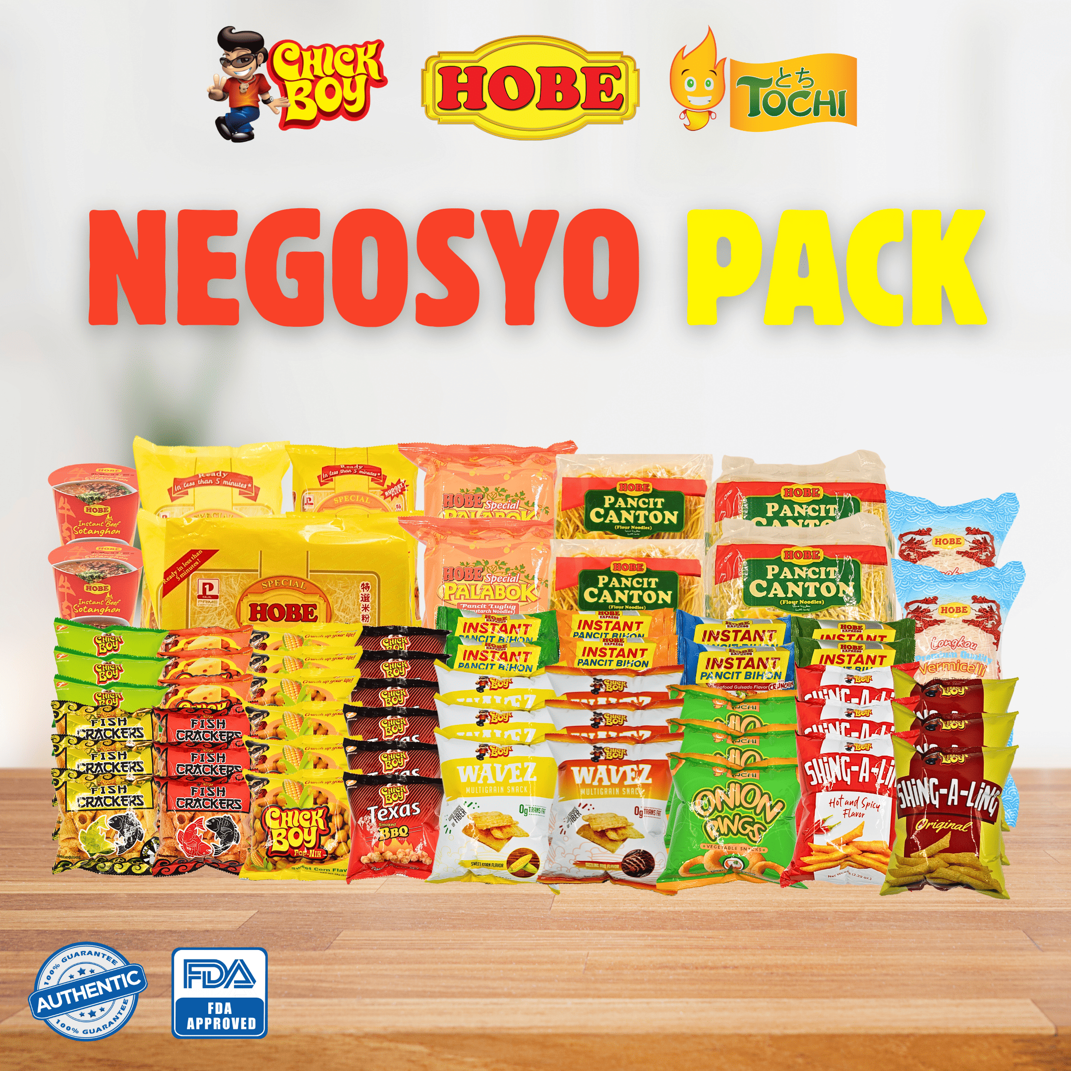 WHOLESALE Takam Negosyo Pack (Hobe Noodles, ChickBoy & Tochi Snacks ...