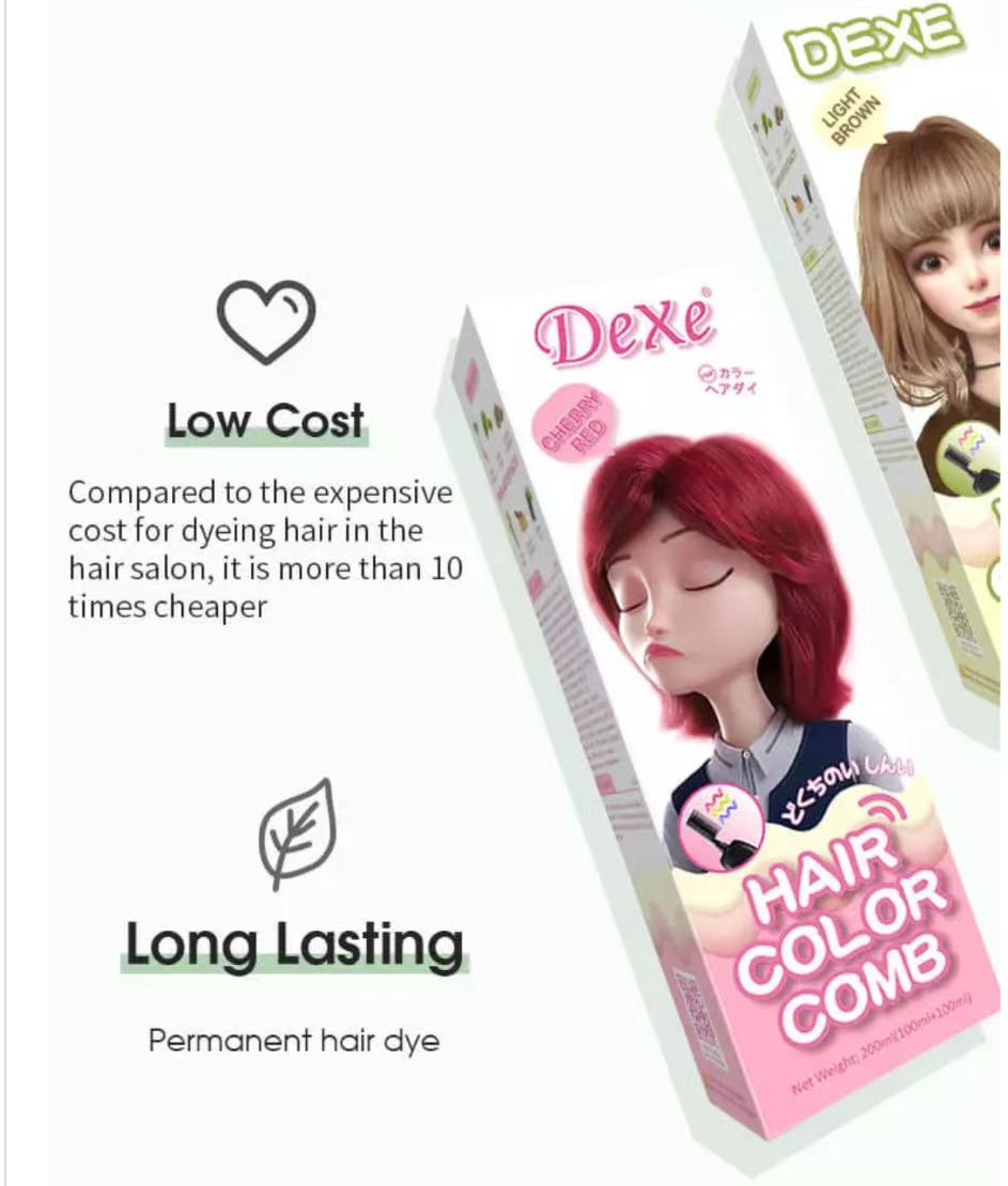 DeXe Herbal Permanent Hair Color Dye With Comb 200ml (6 Color Gentle ...