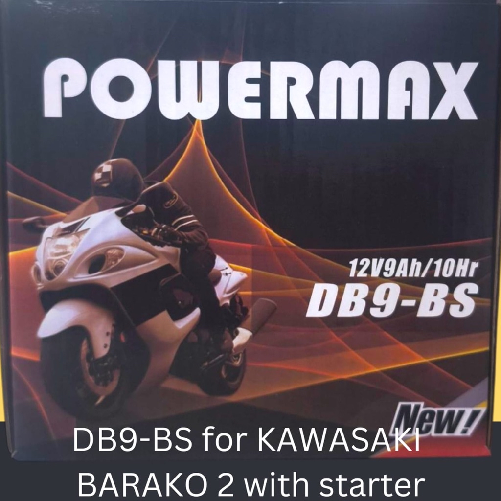 DB9-BS (12N9-BS) POWERMAX Motorcyce Battery (KAWASAKI BARAKO 2 W ...