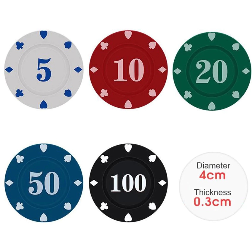 100 Pcs Professional Number Printed Poker Chips Set in Acrylic Clear ...