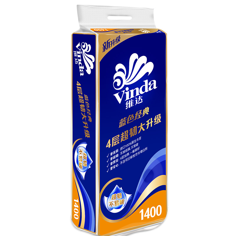 Vinda Deluxe Tissue Paper 4ply Extra Soft Toilet Paper Roll 1400g/1300g ...