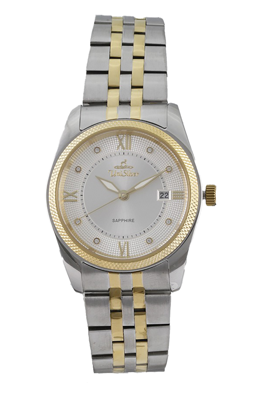UniSilver TIME Men's Two Tone/Silver w/ Stone Dial Analog Stainless ...