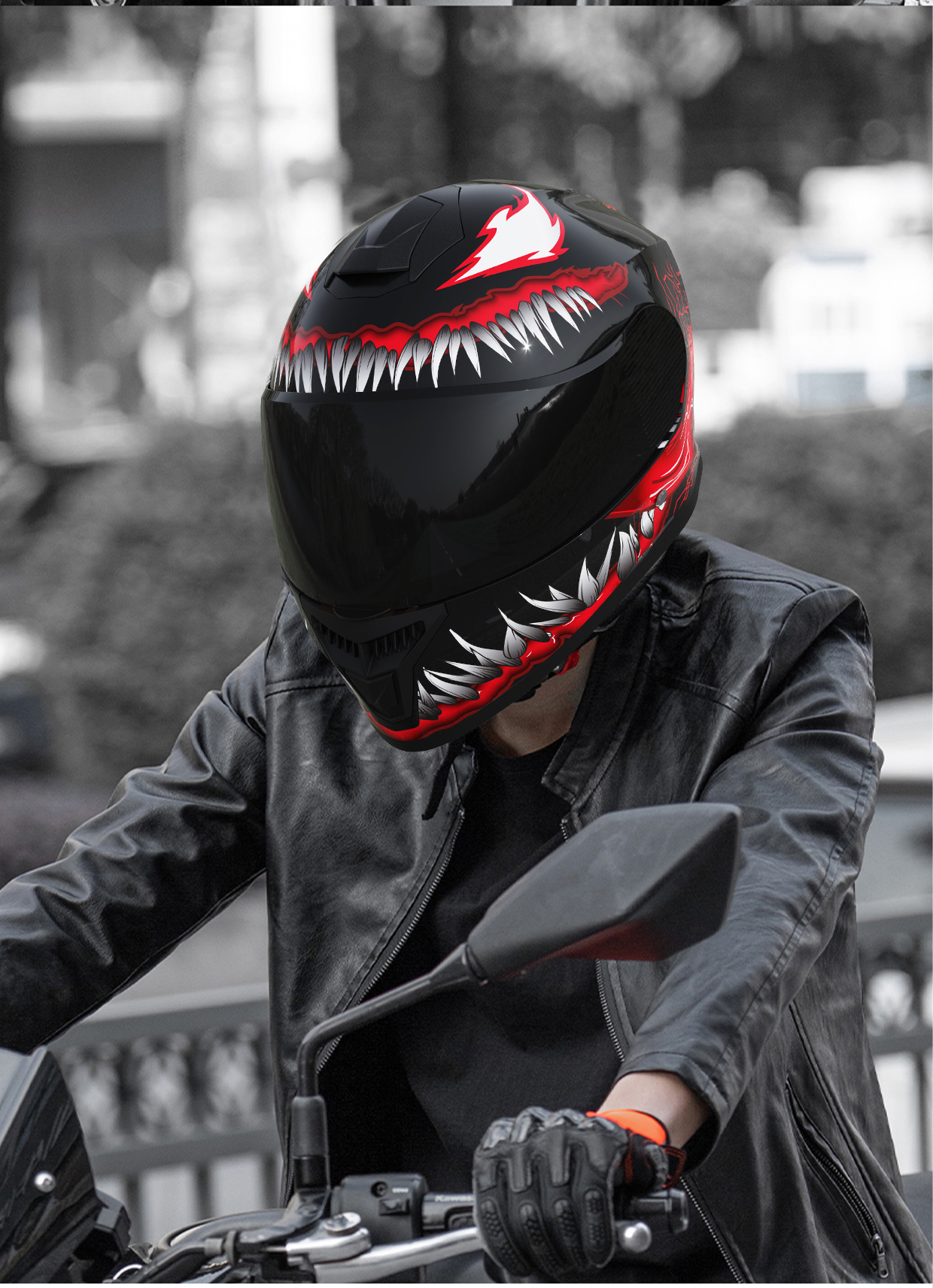 AKA902 Full Face Venom Series Dual Lens Motorcycle Helmet with ICC ...