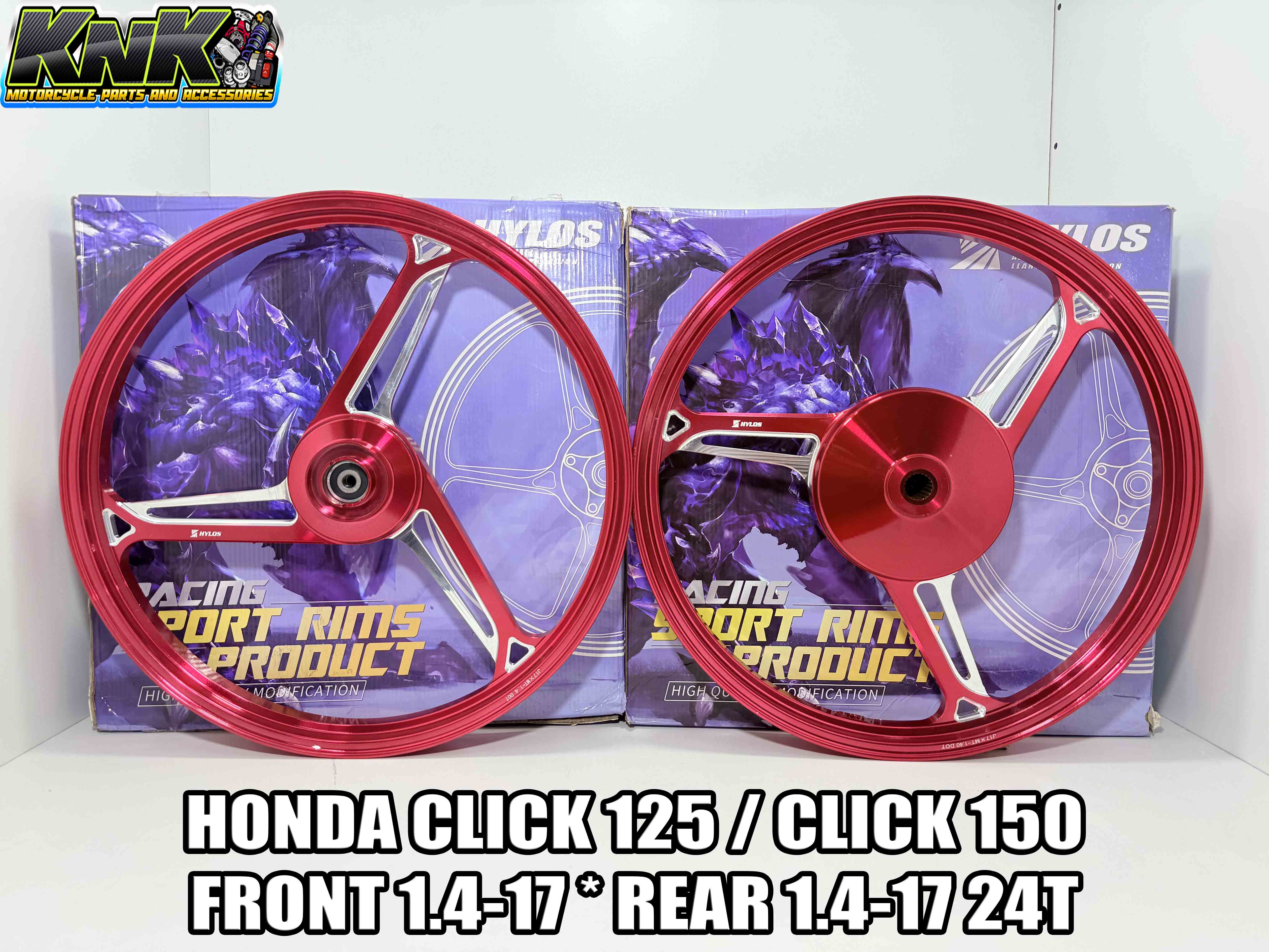 HYLOS CNC MAGS 17s 3 SPOKES 24T FOR HONDA CLICK 125 / CLICK 150 (100% ...