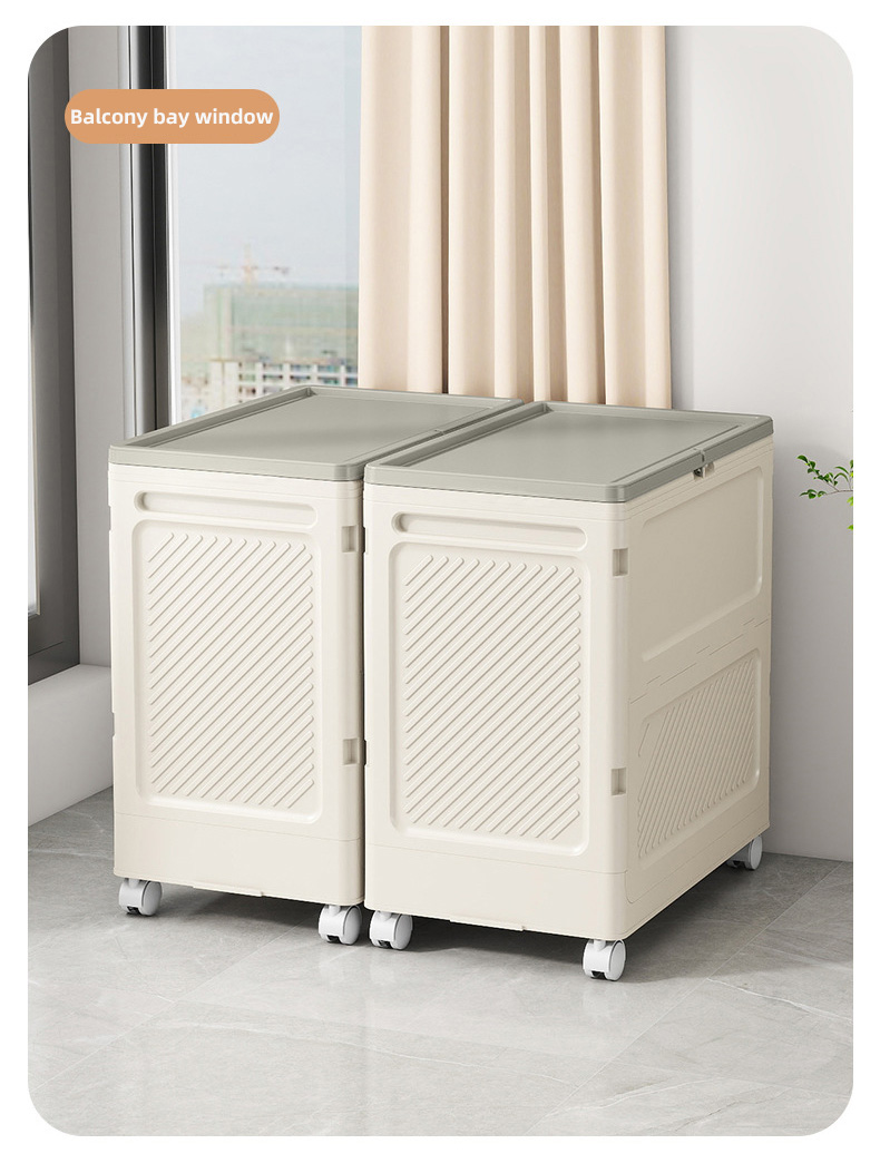 Boxi 140L Large Capacity Foldable Storage Box with Wheels - Plastic ...