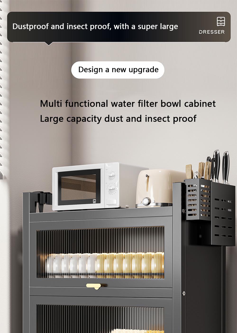 Kitchen Countertop Dish Cabinet with Drawers Countertop Multifunctional ...