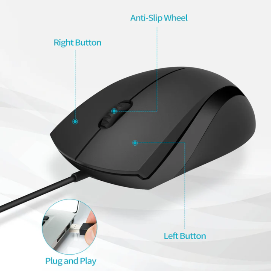 Rapoo N1600 Ergonomic Design Silent Wired Mouse 1000 DPI | Shopee ...
