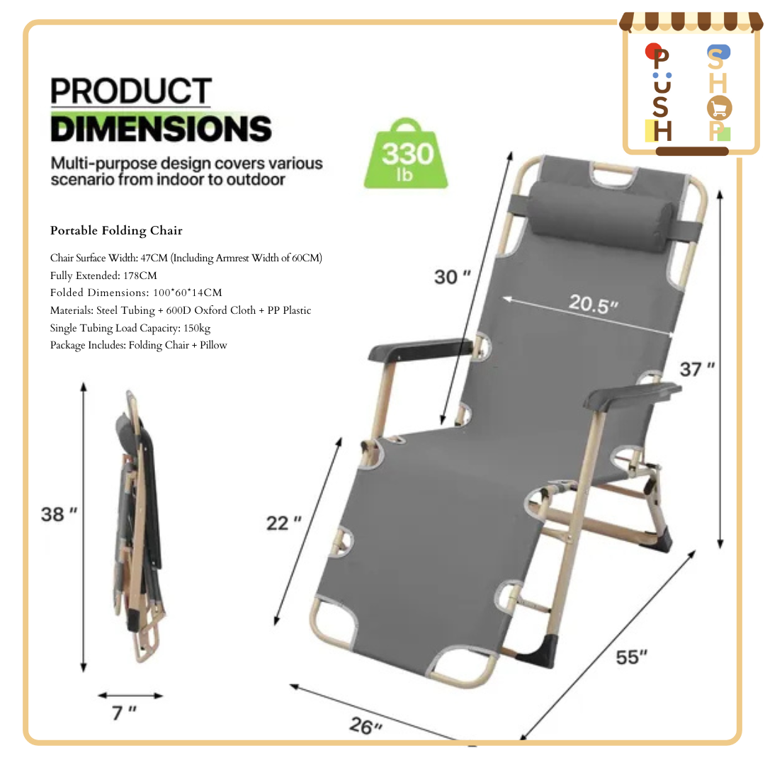 Adjustable Folding Bed Chair Reclining Chair Bed Portable Bed Heavy ...