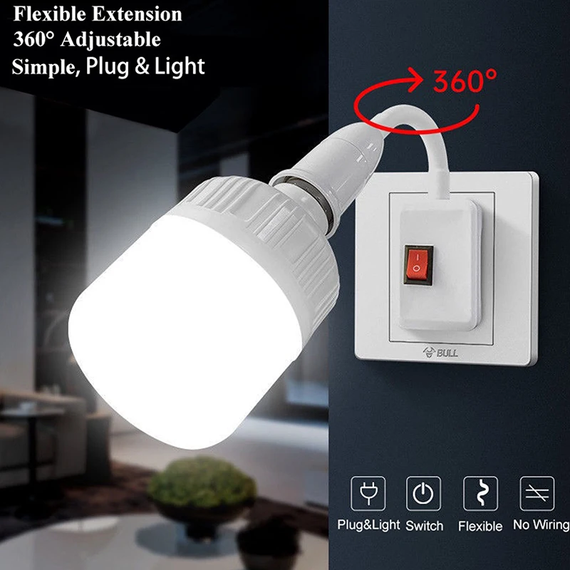 E27 Base Lamp Holder With Switch LED Socket Bulb Socket Plug-In ...