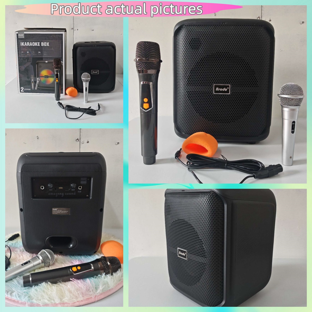 Brodu BTS-1740 Bluetooth Speaker Karaoke Speaker with 2 Microphones ...