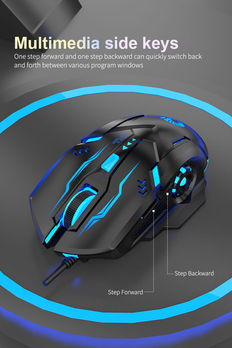 Raiku Thunder G702 Luminous LED Wired Gaming Mouse 4 DPI Speed 7 Color ...