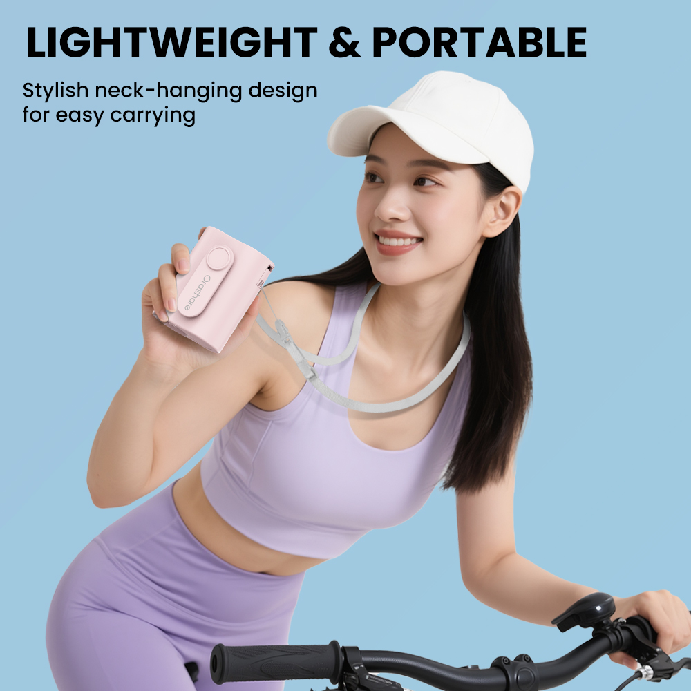 Orashare WF03 3000mAh Rechargeable Waist Fan 5-Speed Portable Hands-Free Cooling with LED Light ...