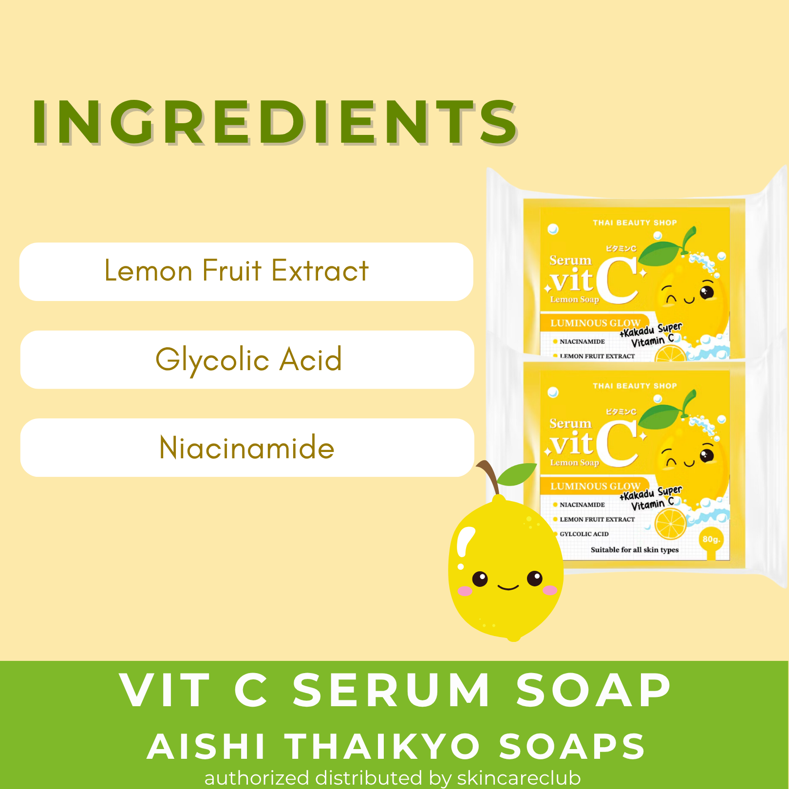 Vitamin C Serum Bar Soap | Thaikyo Soap by Ayyang | Set of 3 | 80g ...