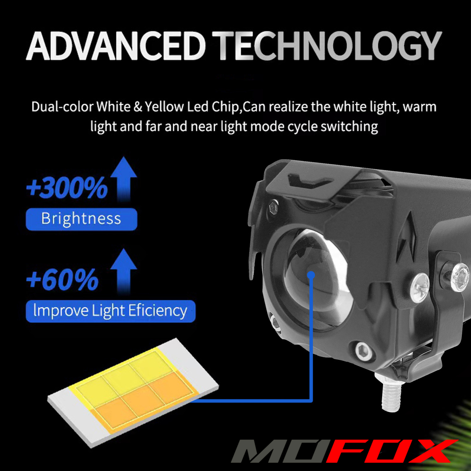 MOFOX R1 Laser Gun Motorcycle Mini Driving Light MDL 40W Dual Color Hi ...