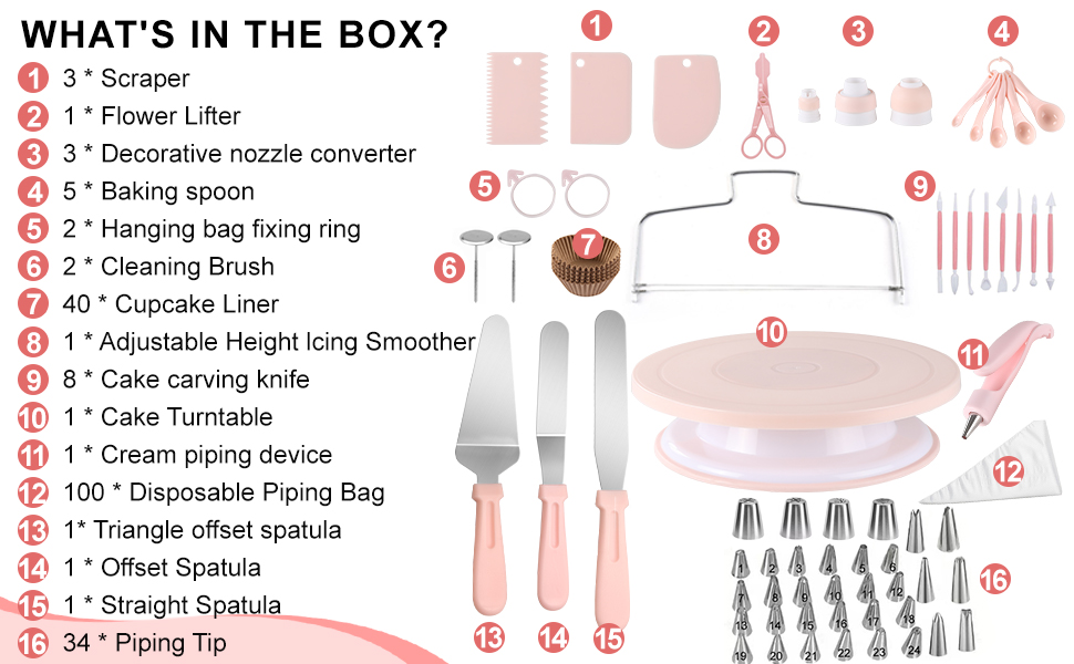 Cake Decorating Kit 207pcs Piping Bags And Tips Cake Turner Set For ...