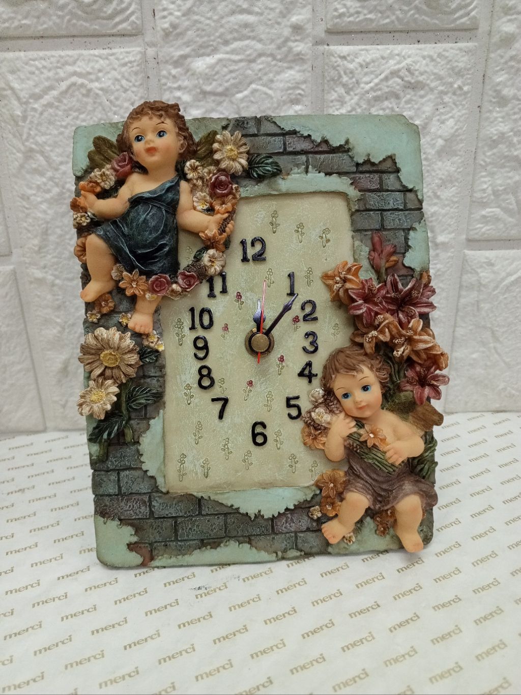 7x5 inches Poly clock with 2 angel | Shopee Philippines