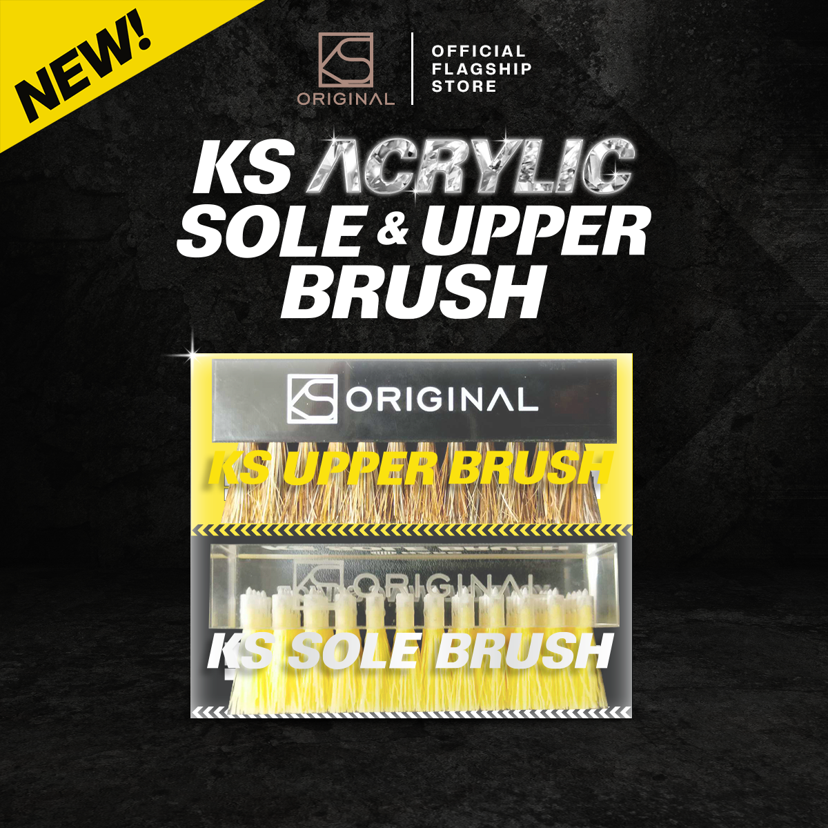 KS Acrylic Shoe Brush Set Handle Soft Horsehair UPPER Brush & Hard PP SOLE Brush for Shoes ...