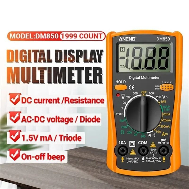 Portable LCD Digital Multimeter AC/DC Voltage Diode Tester Current ...