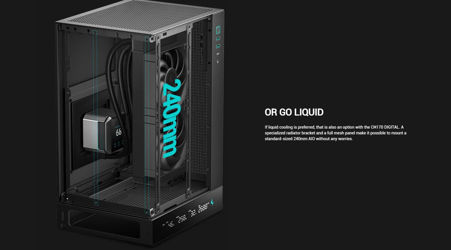 Deepcool Computer PC Case CH170 Digital Mini-ITX Mesh Panel / View ...
