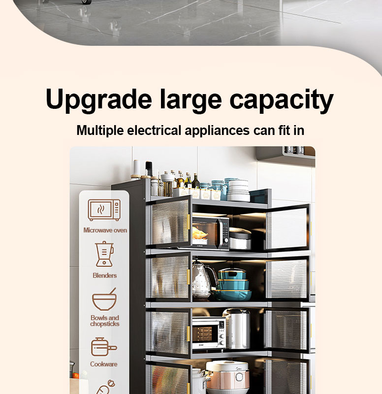 Carbon Steel Kitchen Rack Storage Cabinet Dustproof For Multi-function ...