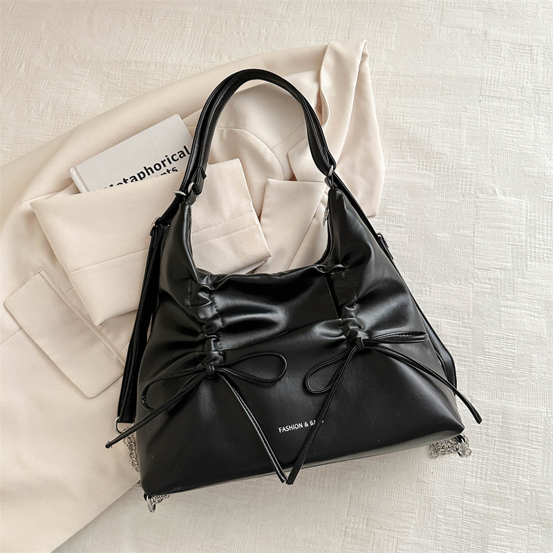 Mumu 3096 Pleated Bow Trendy Sweet Casual Large Multifunctional Double ...