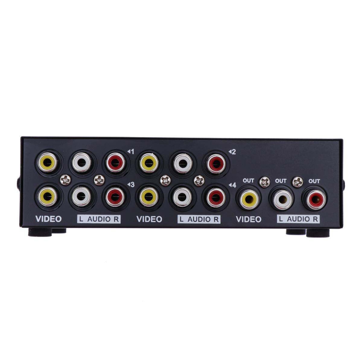 4 Port AV Switch RCA Switcher 4 in 1 Out Composite Video L/R Audio ...