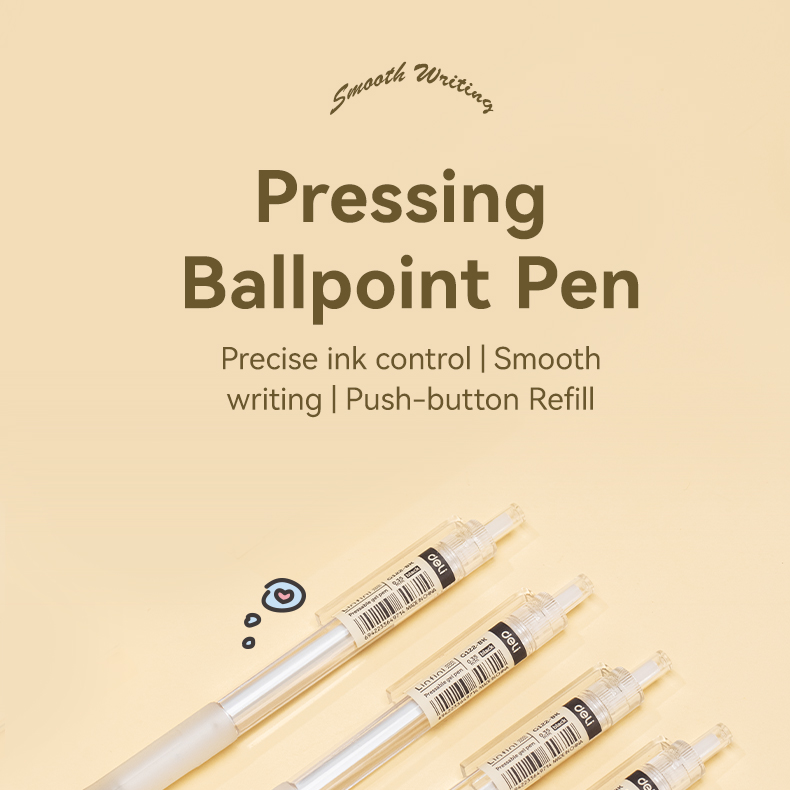 Deli A122 12Pcs Press Gel Pen 0.35mm Quick-Drying Black Writing Ballpen ...