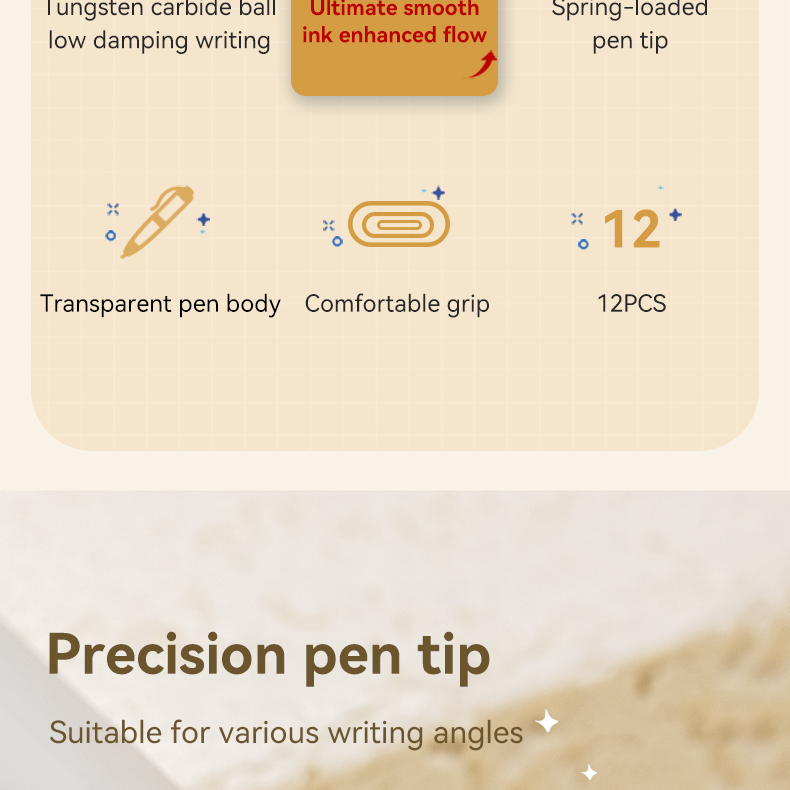 Deli A122 12Pcs Press Gel Pen 0.35mm Quick-Drying Black Writing Ballpen ...