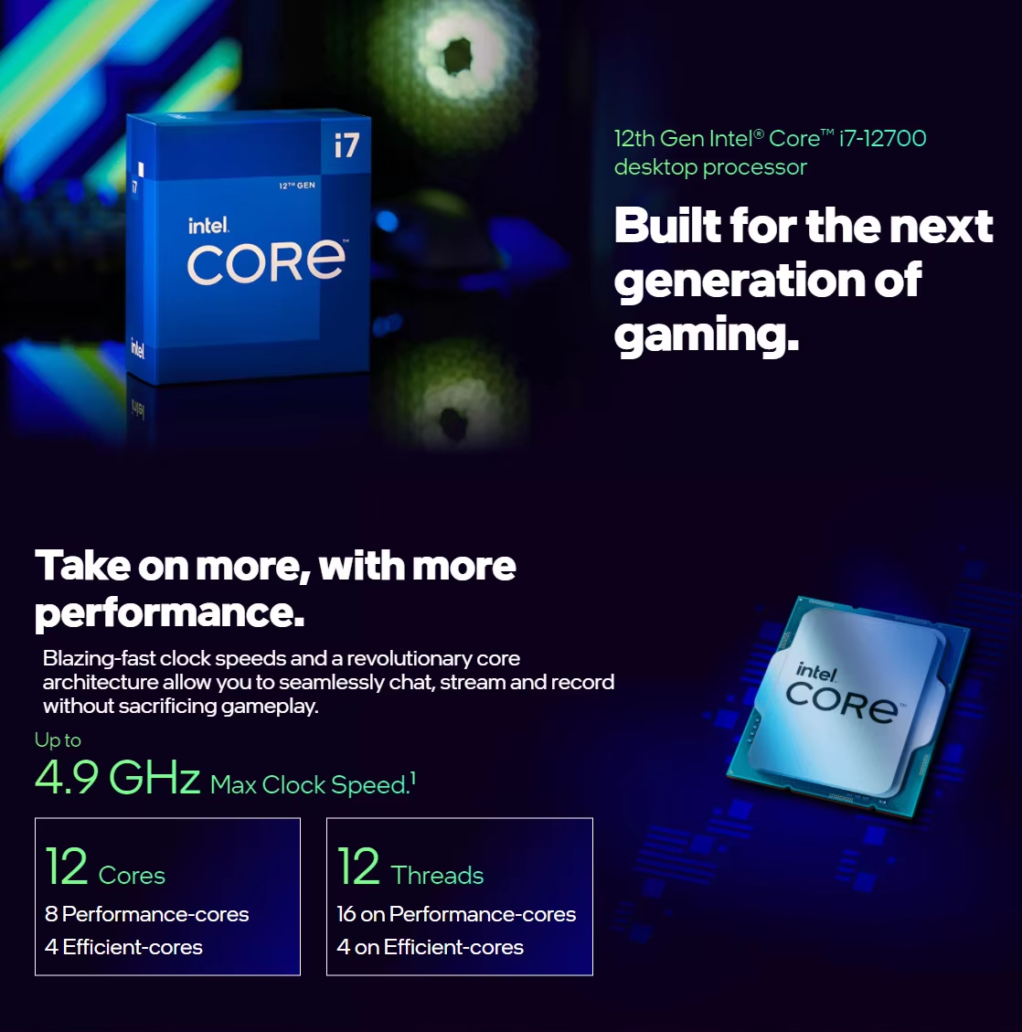 Intel Core i7-12700 12th Gen Desktop PC Processor CPU LGA 1700 With 25MB Cache and up to 4.90 ...