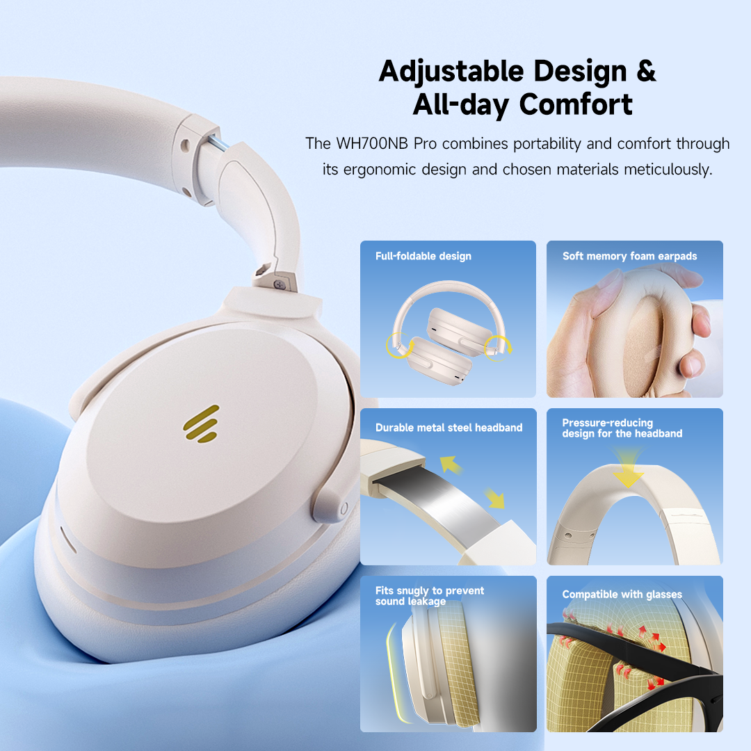 EDIFIER WH700NB Pro Hi-Res Audio Certification Hybrid ANC Bluetooth V5 ...