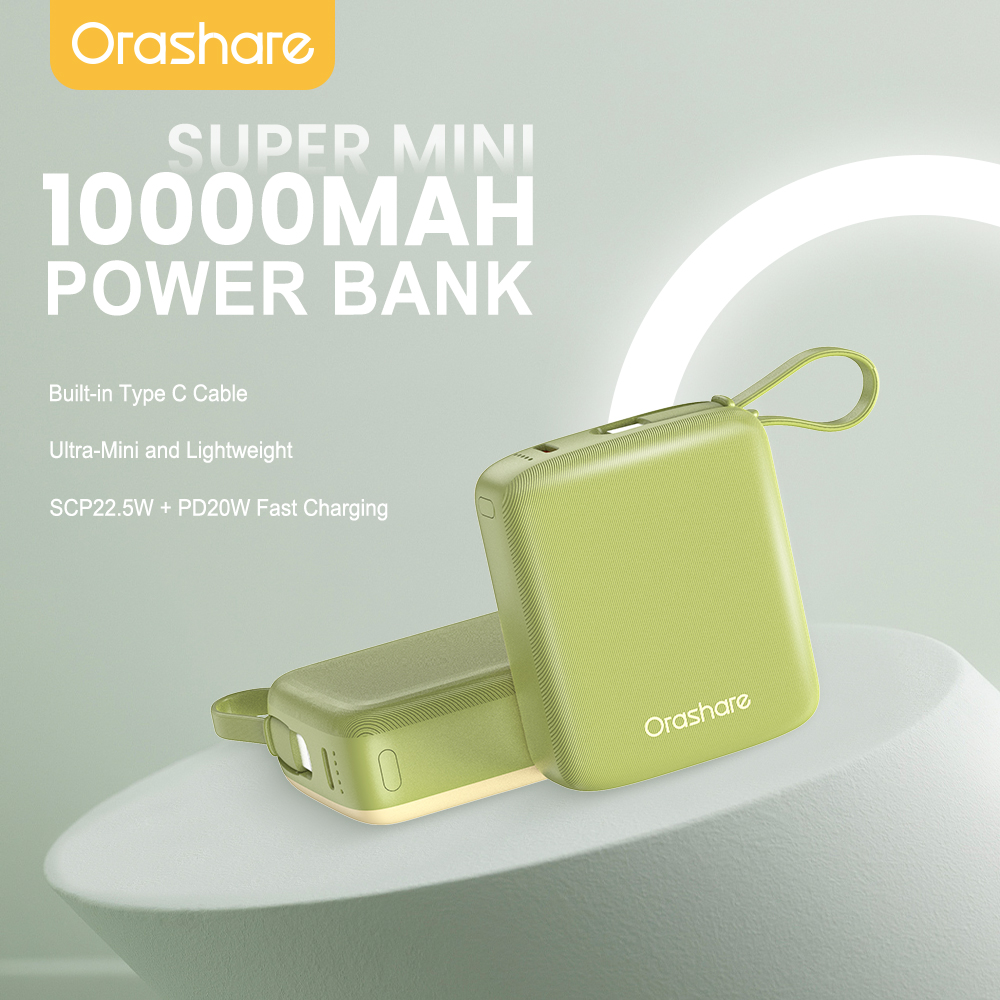 Orashare PM10C 10000mAh Super Mini Powerbank 22.5W Fast Charging Built ...