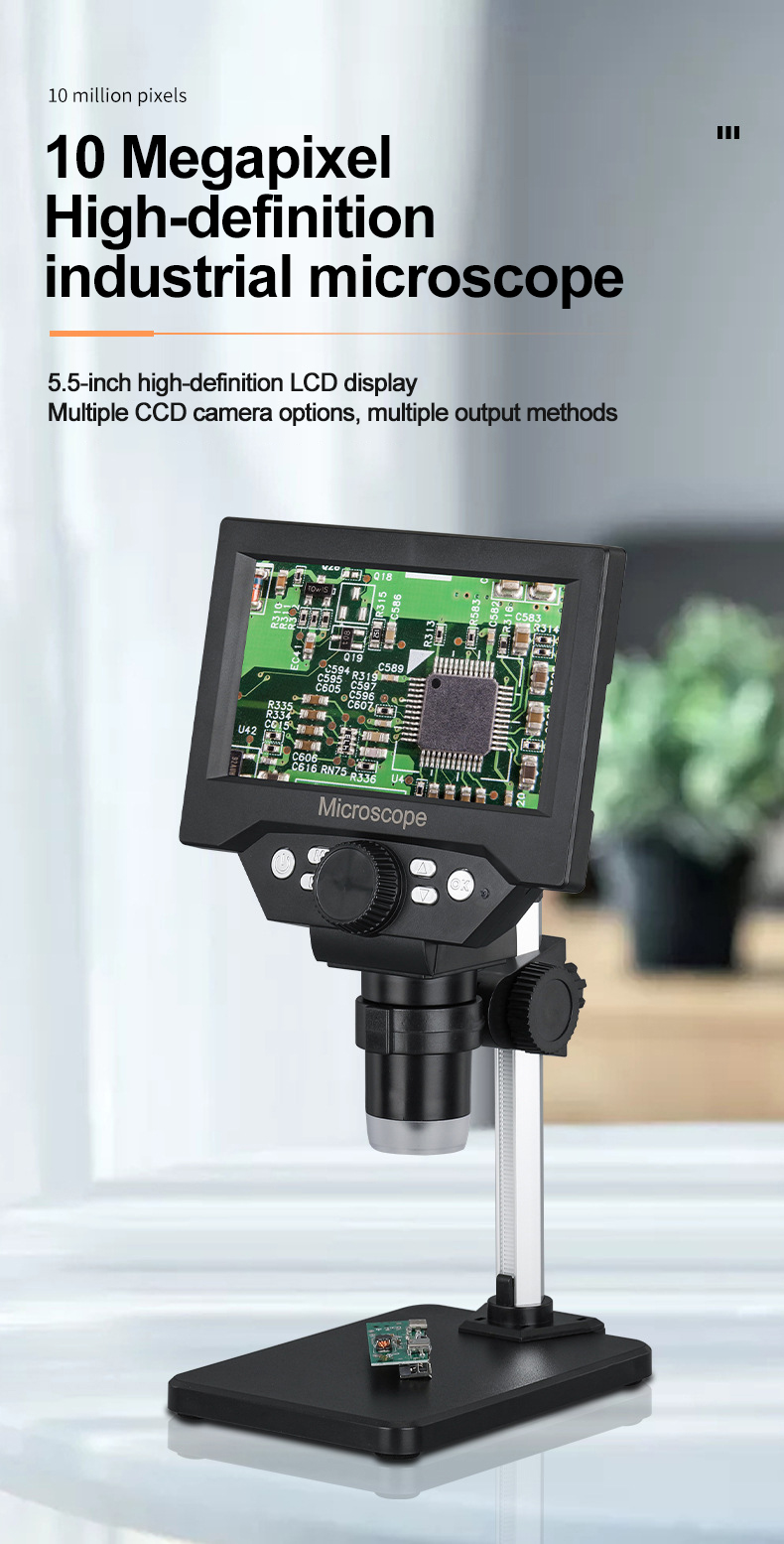 10MP 1-1000X Digital Microscope 5.5 Inch LCD Display Magnification ...