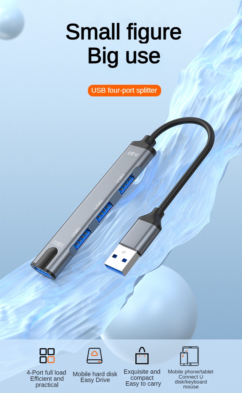 USB / Type-C Hub 3.0 Splitter with 4ft Extension 4-Port Ultra-Slim ...