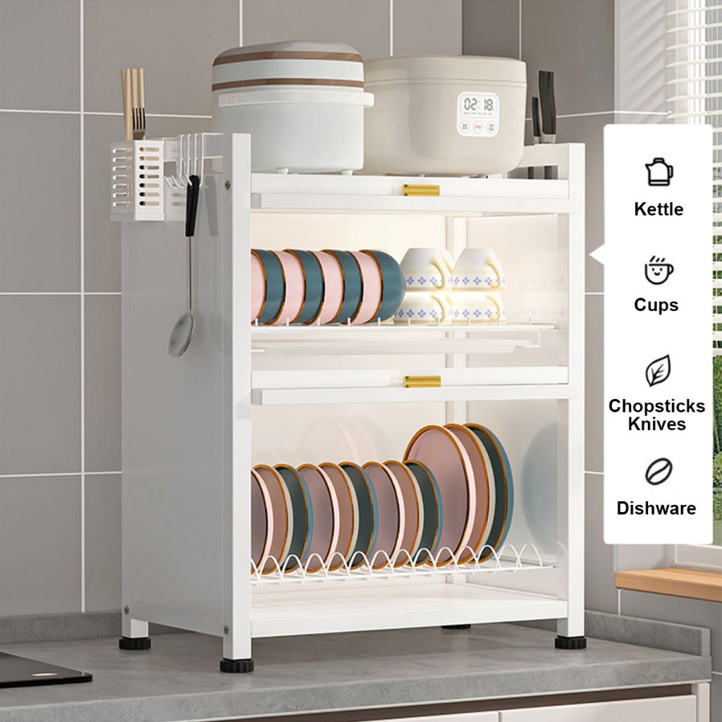 Kitchen Dish Rack Carbon Steel Paint Countertop Kitchen Storage Rack 2/ ...