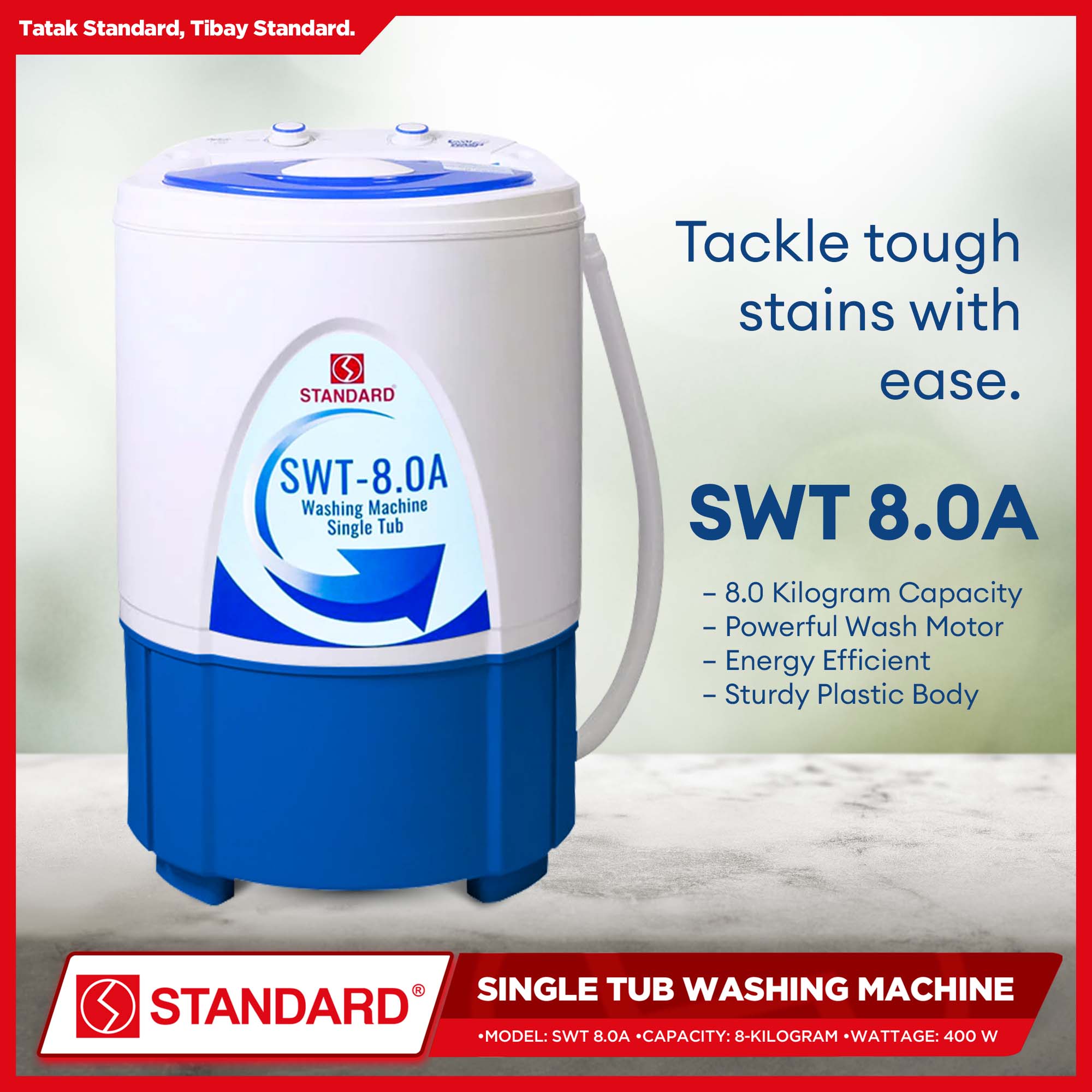 Standard Appliances SINGLE TUB Washing Machine SWT-8.0A / 8 KG Capacity ...