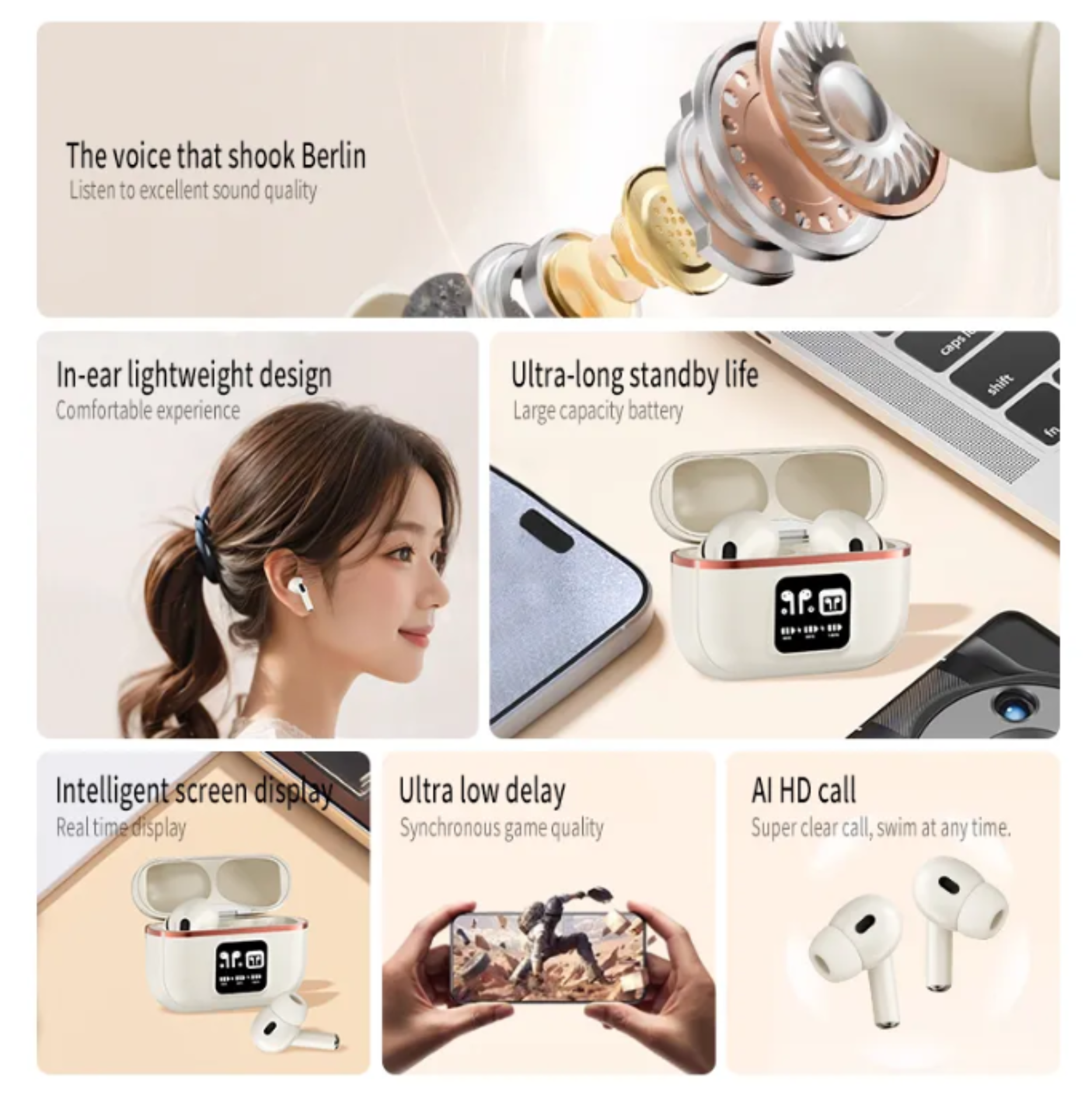 J77 TWS Wireless Bluetooth Earbuds Noise Cancelling Bluetooth Headset ...