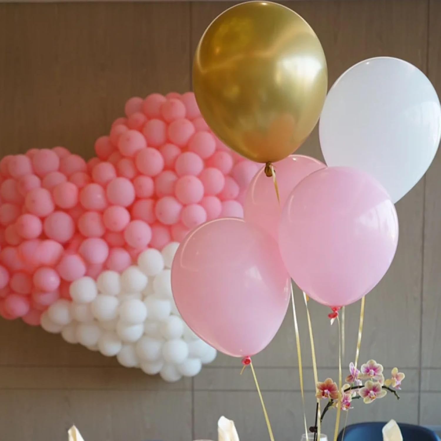 Agar.Shop 27pcs Pink White Gold Combination 12inch Balloon Set Girls ...
