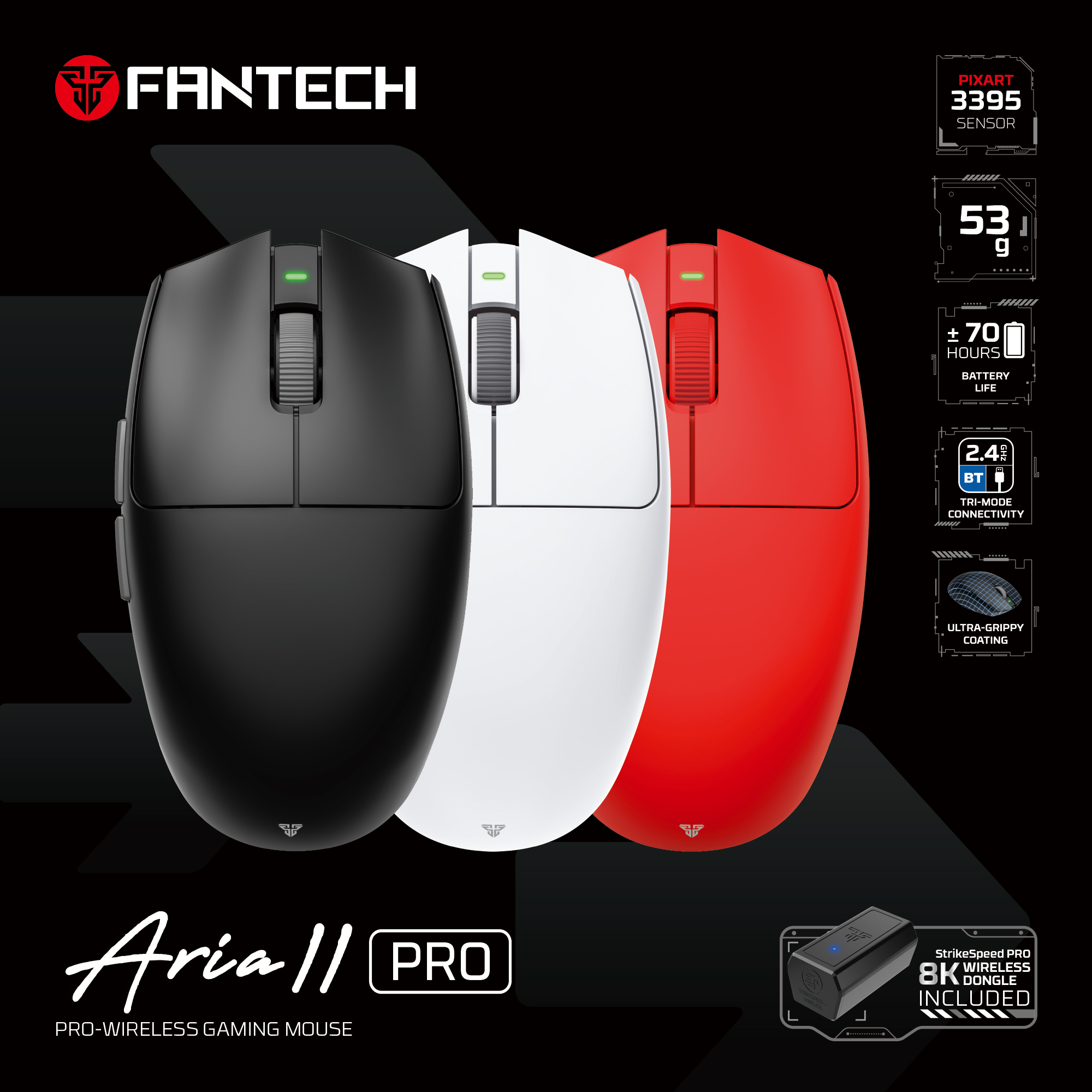 Fantech Aria II Pro XD7 v2 Wireless Gaming Mouse with 8k Polling Rate ...