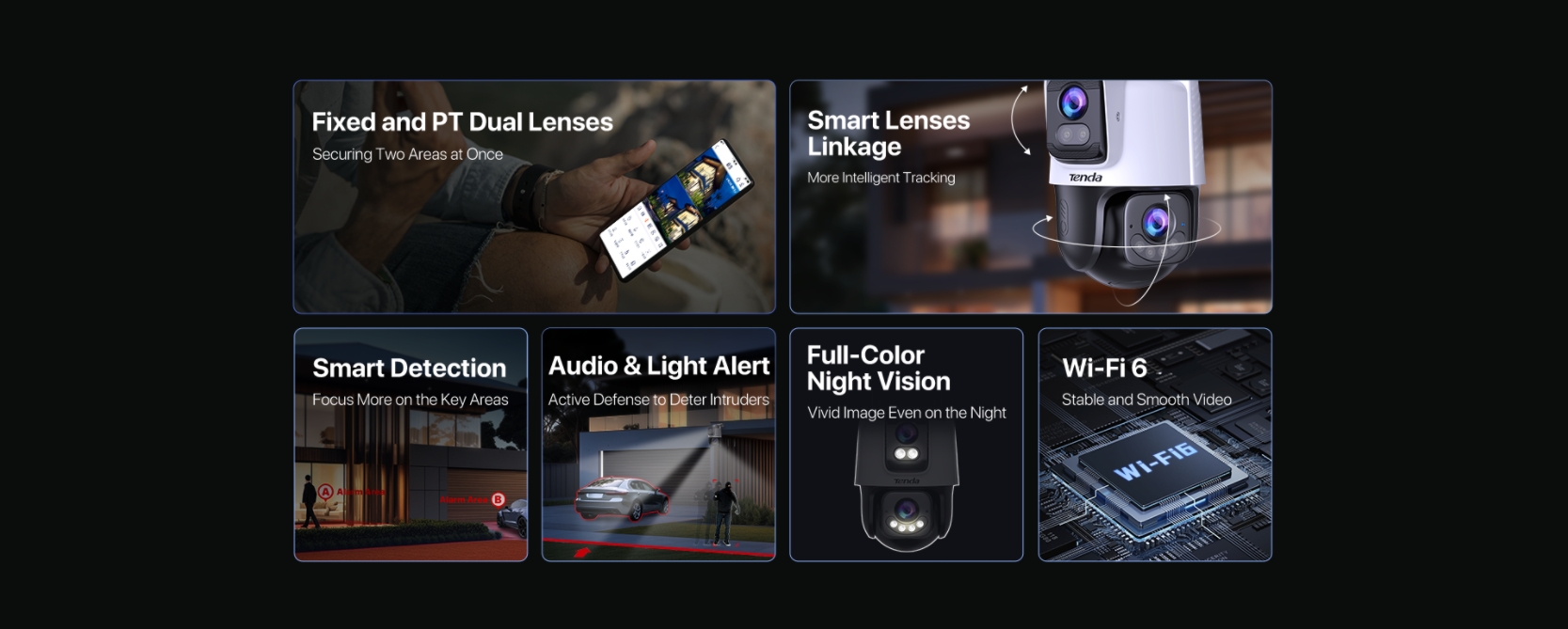 Tenda CH9 6MP Full Color Security Wifi 6 AI Camera | Dual Lens ...