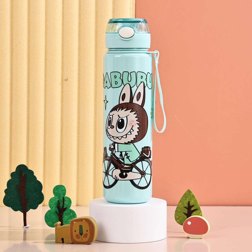 800ml Frosted Real Color Labubu Water Bottle Adorable Cartoon Design in ...