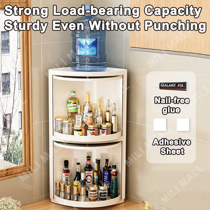 MILI 360 Rotating Corner Shelf Cabinet Kitchen Bathroom Storage Rack ...