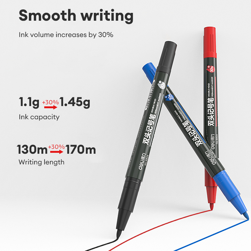 Deli Double Head Marker Waterproof Permanent Markers 6824 | Shopee ...