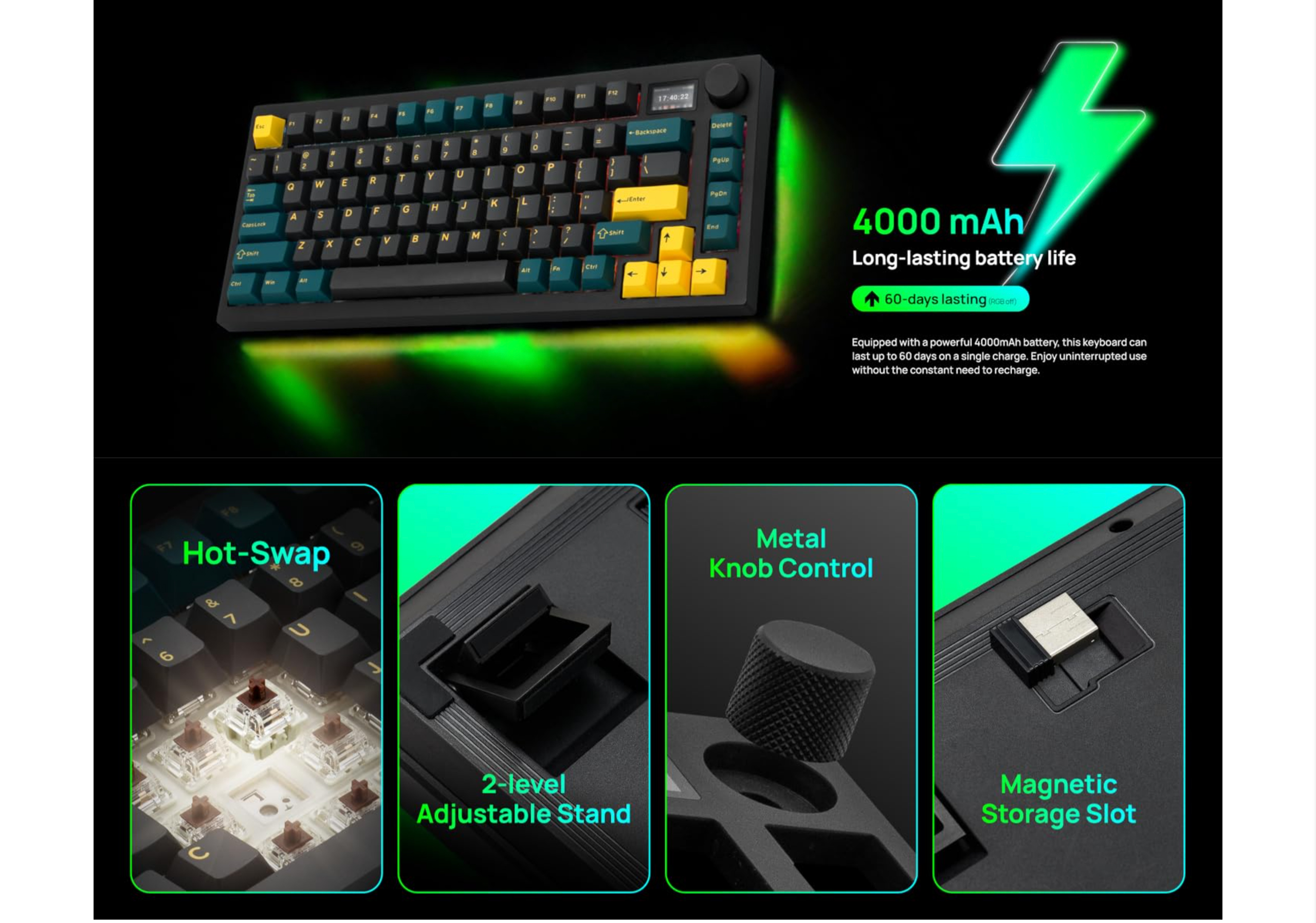 Barocco Mistel MD750 Delight Tri-Mode RGB Hot-Swappable Mechanical ...