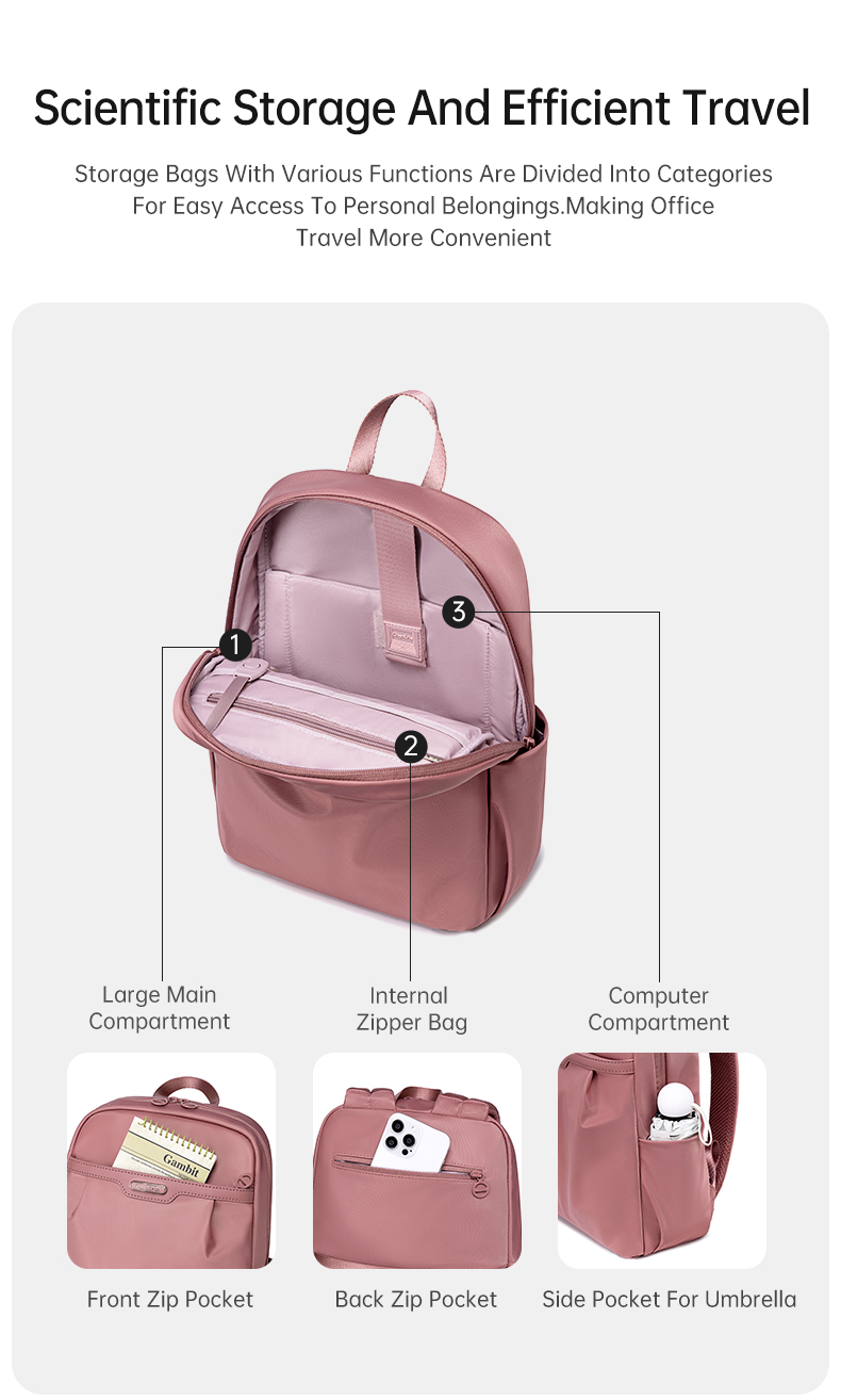 Chantria CB00769 Solid Color 12'' Laptop Compartment Light Nylon ...