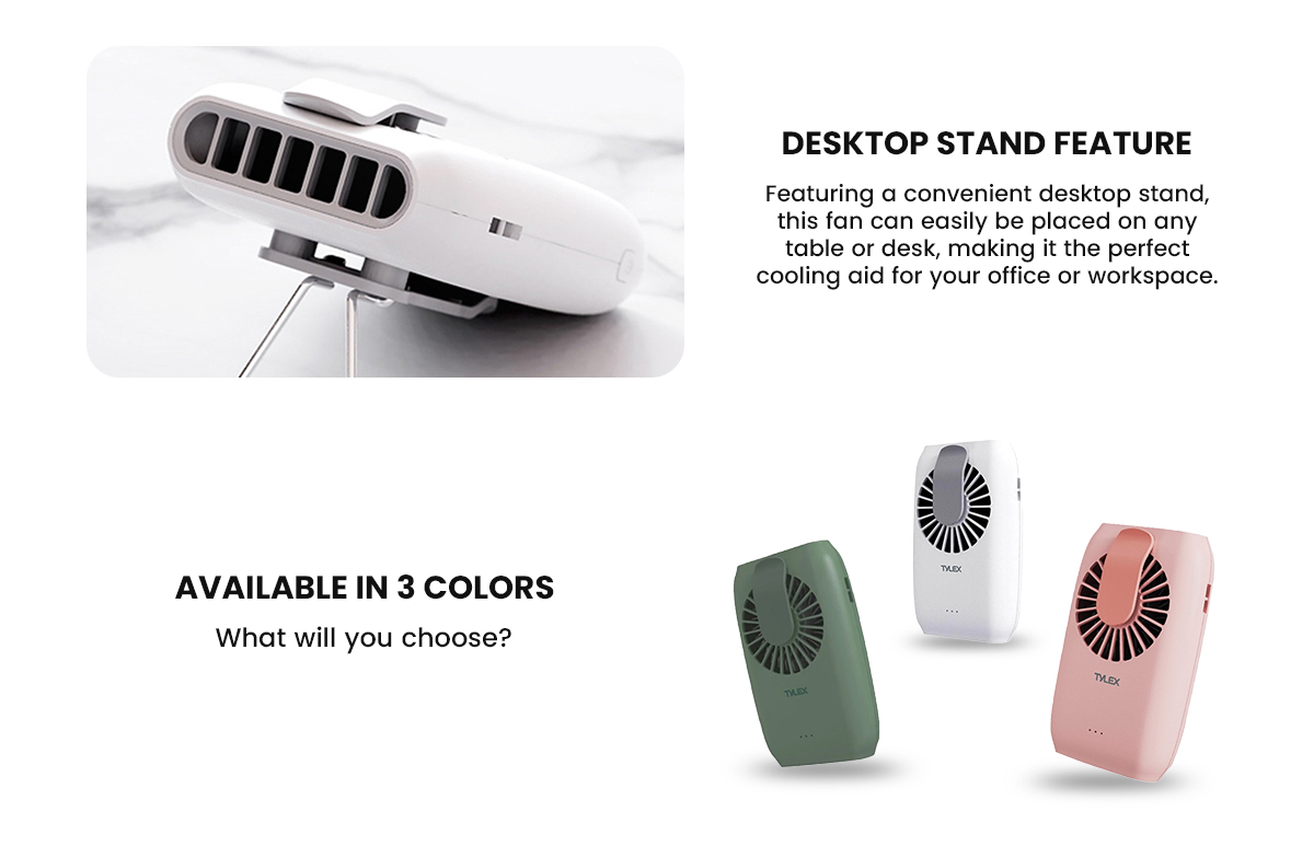 Tylex XM25 Neck Fan Multi-Purpose Portable Hanging Wrist Desk Waist Fan ...