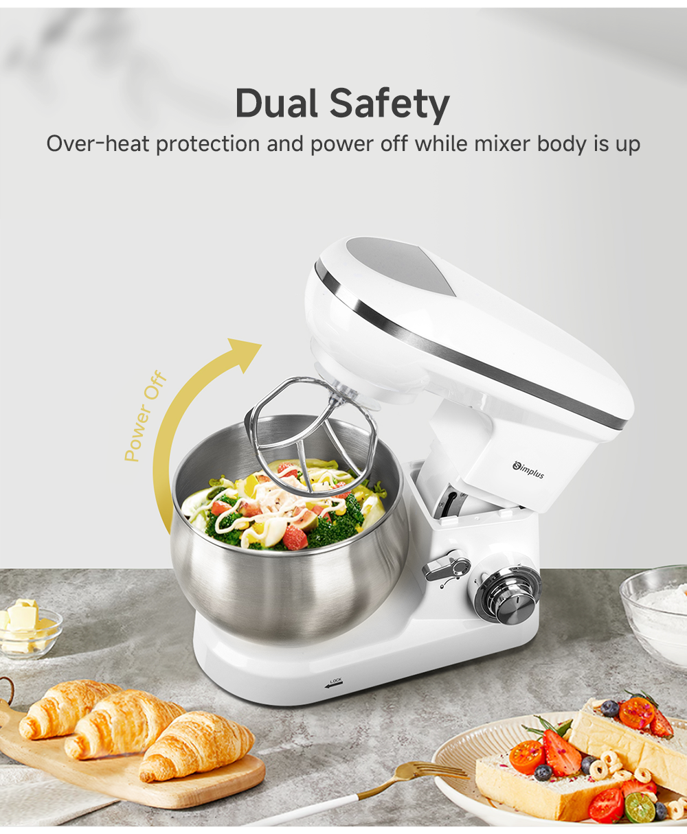 Simplus 5L Stand Mixer Classic Mixer With Stainless Steel Work Bowl ...