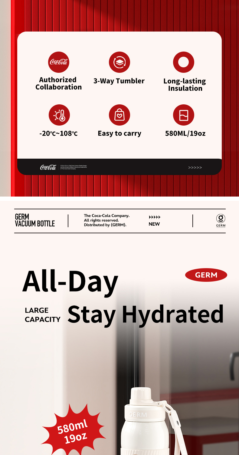 Coca-Cola B37 Thermos Cup with Straw 316 Stainless Steel Thermos Bottle ...