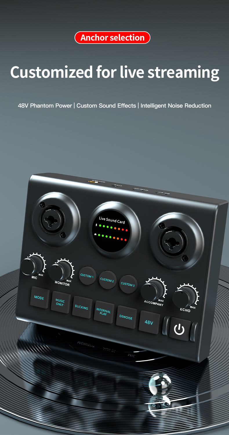 F10 Live Sound Card Auditory Mixing Console Intelligent Noice Reduction ...