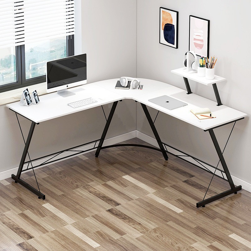 MC&HOME L-shaped Curved Desktop Table for Office Work Gaming Sturdy ...